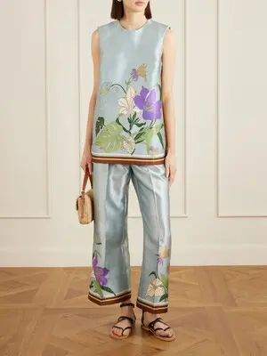 ALEMAIS Alfie Floral-print Recycled Taffeta Top - Blue