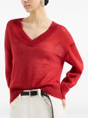 Brunello Cucinelli Wool V-neck Jumper - Red