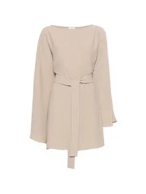 PAROSH Short Dress With Belt - Beige