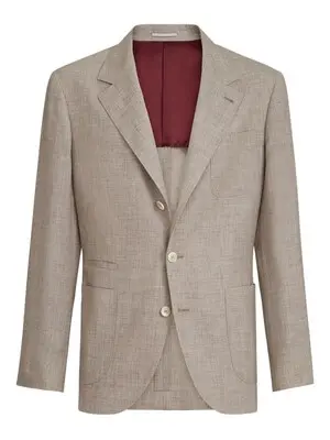 Brunello Cucinelli Linen And Silk Single-breasted Jacket - Beige