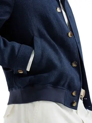 Brunello Cucinelli Linen And Silk-blend Blouson Jacket - Blue