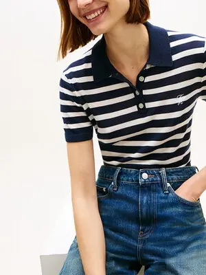Tommy Hilfiger Striped Polo Shirt - Blue