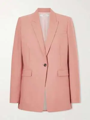Another Tomorrow Grain De Poudre Wool Blazer - Antique Rose
