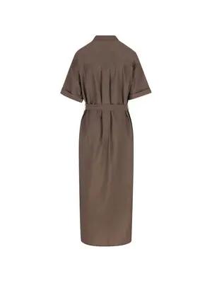 Brunello Cucinelli Cotton Long Dress - Brown