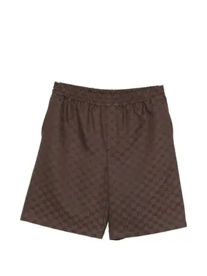 Gucci Gg Linen Blend Shorts - Brown
