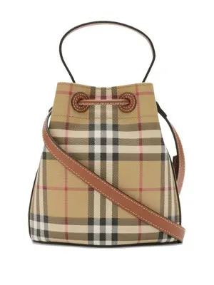 Burberry Check Mini Bucket Bag - Beige