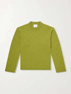 THE ELDER STATESMAN Culver Checked Cashmere Sweater - Green