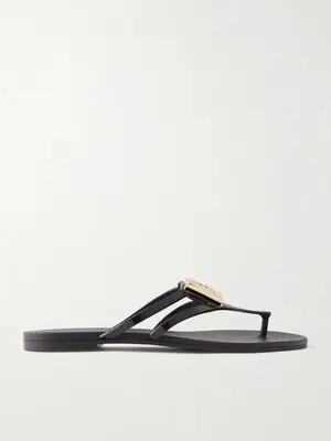 Dolce & Gabbana Embellished Rubber Flip Flops - Black