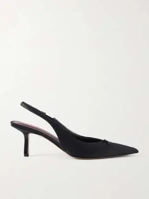 NEOUS Moriah Lace-trimmed Twill Slingback Pumps - Black