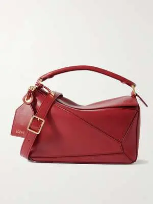 Loewe Puzzle Small Textured-leather Shoulder Bag - Burgundy
