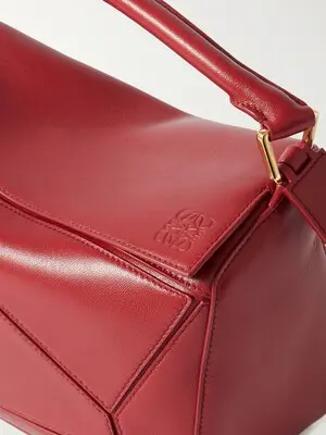 Loewe Puzzle Small Textured-leather Shoulder Bag - Burgundy