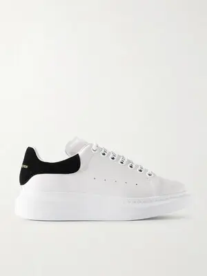 Alexander McQueen Exaggerated-sole Suede-trimmed Leather Sneakers - White