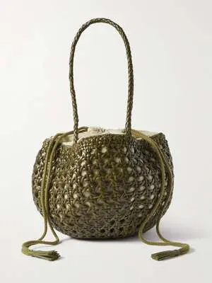 Dragon Diffusion Juventus Woven Leather Bucket Bag - Green