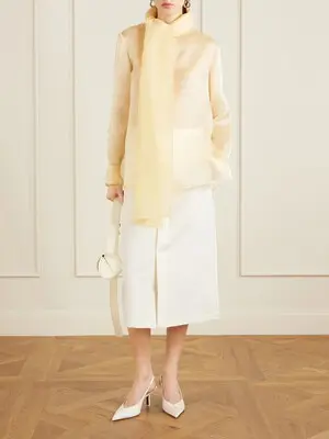 Another Tomorrow Bow-embellished Silk-organza Blouse