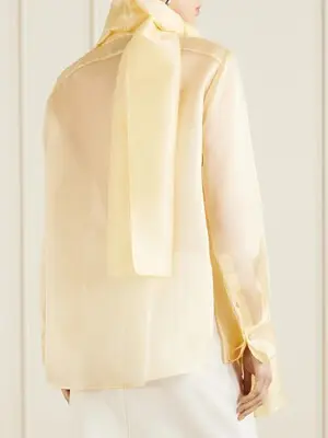 Another Tomorrow Bow-embellished Silk-organza Blouse