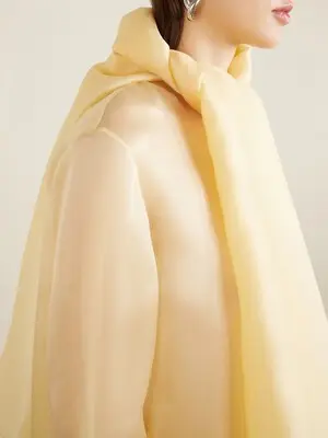 Another Tomorrow Bow-embellished Silk-organza Blouse