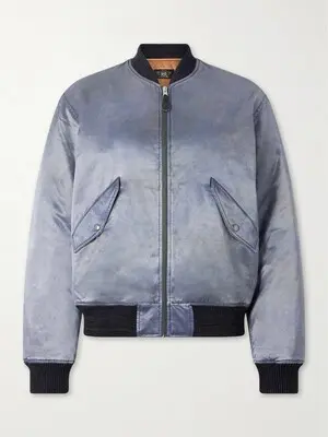 Ralph Lauren Embroidered Cotton-blend Satin Bomber Jacket - Blue
