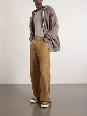 Rick Owens Geth Panelled Wide-leg Suede Trousers - Brown