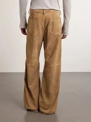 Rick Owens Geth Panelled Wide-leg Suede Trousers - Brown