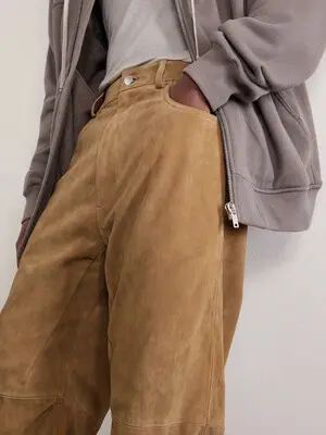 Rick Owens Geth Panelled Wide-leg Suede Trousers - Brown
