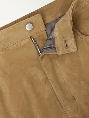Rick Owens Geth Panelled Wide-leg Suede Trousers - Brown