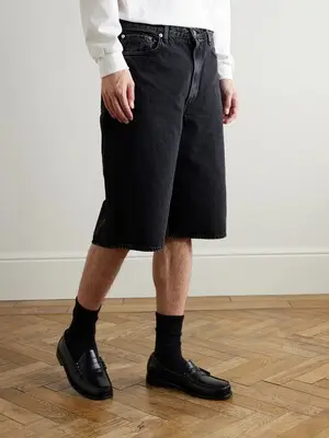 ORSLOW Super Dad's Wide-leg Denim Shorts - Black