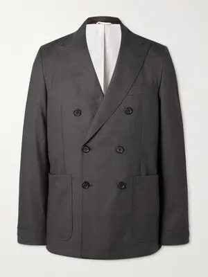 Oliver Spencer Miro Double-breasted Suit Jacket - Brown