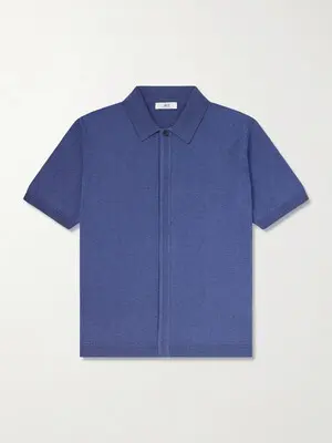 Mr P. Organic Cotton And Silk-blend Shirt - Blue
