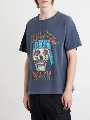 GALLERY DEPT. Skeleton Beach Distressed Printed Cotton T-shirt
