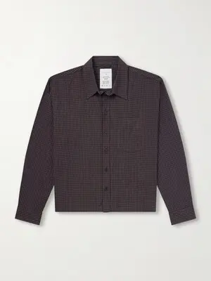 MFPEN Priority Checked Cotton And Linen-blend Shirt - Gray