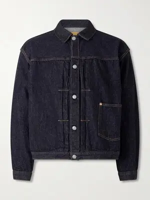 KAPTAIN SUNSHINE Pleated Selvedge Denim Jacket - Blue