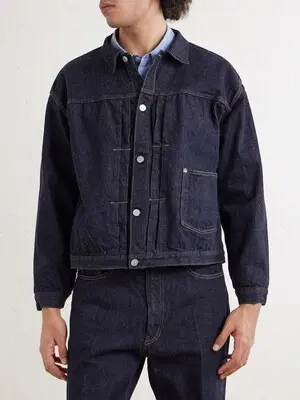 KAPTAIN SUNSHINE Pleated Selvedge Denim Trucker Jacket