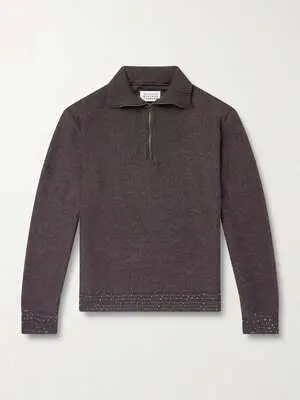 MAISON MARGIELA Embroidered Stretch-wool Half-zip Sweater