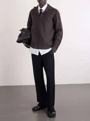 MAISON MARGIELA Embroidered Stretch-wool Half-zip Sweater