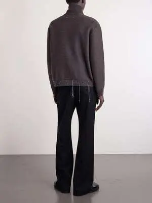 MAISON MARGIELA Embroidered Stretch-wool Half-zip Sweater