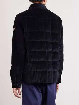 Moncler Gelt Quilted Cotton-blend Corduroy Down Shirt Jacket - Black