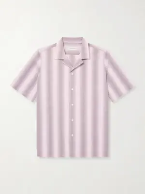 Dries Van Noten Camp-collar Striped Cotton-poplin Shirt - Pink