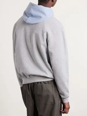 Auralee Two-tone Cotton-jersey Hoodie - Gray