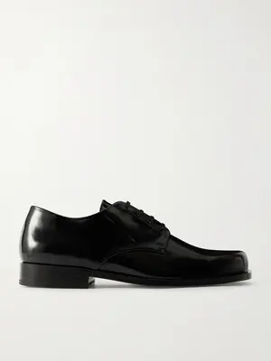 Ami Polished-leather Derby Shoes - Black