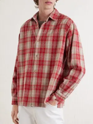 A.PRESSE Checked Cotton And Silk-blend Twill Shirt