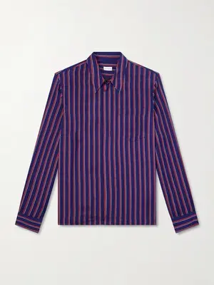 Dries Van Noten Striped Crepe Shirt - Purple