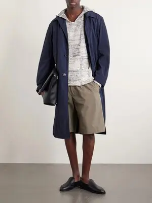 Auralee Patchwork Cotton And Linen-blend Hoodie - Gray