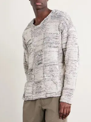 Auralee Patchwork Cotton And Linen-blend Hoodie - Gray