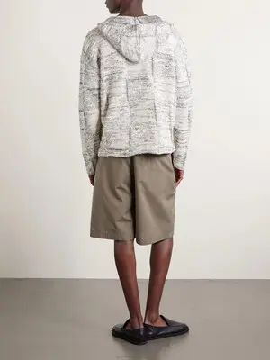 Auralee Patchwork Cotton And Linen-blend Hoodie - Gray