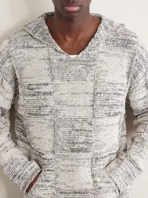 Auralee Patchwork Cotton And Linen-blend Hoodie - Gray