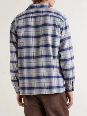 A.PRESSE Checked Cotton And Silk-blend Twill Shirt - Blue