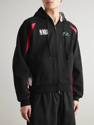 Balenciaga Nba Oversized Logo-embroidered Zip-up Hoodie