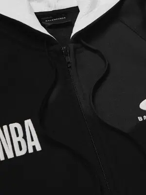 Balenciaga Nba Oversized Logo-embroidered Zip-up Hoodie