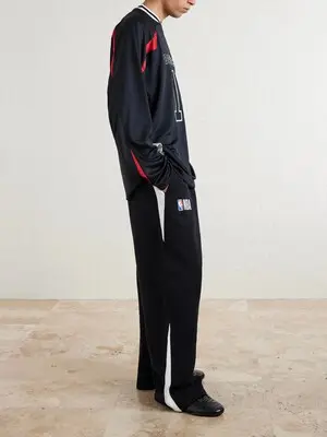 Balenciaga Nba Wide-leg Logo-embroidered Cotton-jersey Sweatpants