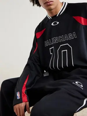 Balenciaga Nba Wide-leg Logo-embroidered Cotton-jersey Sweatpants